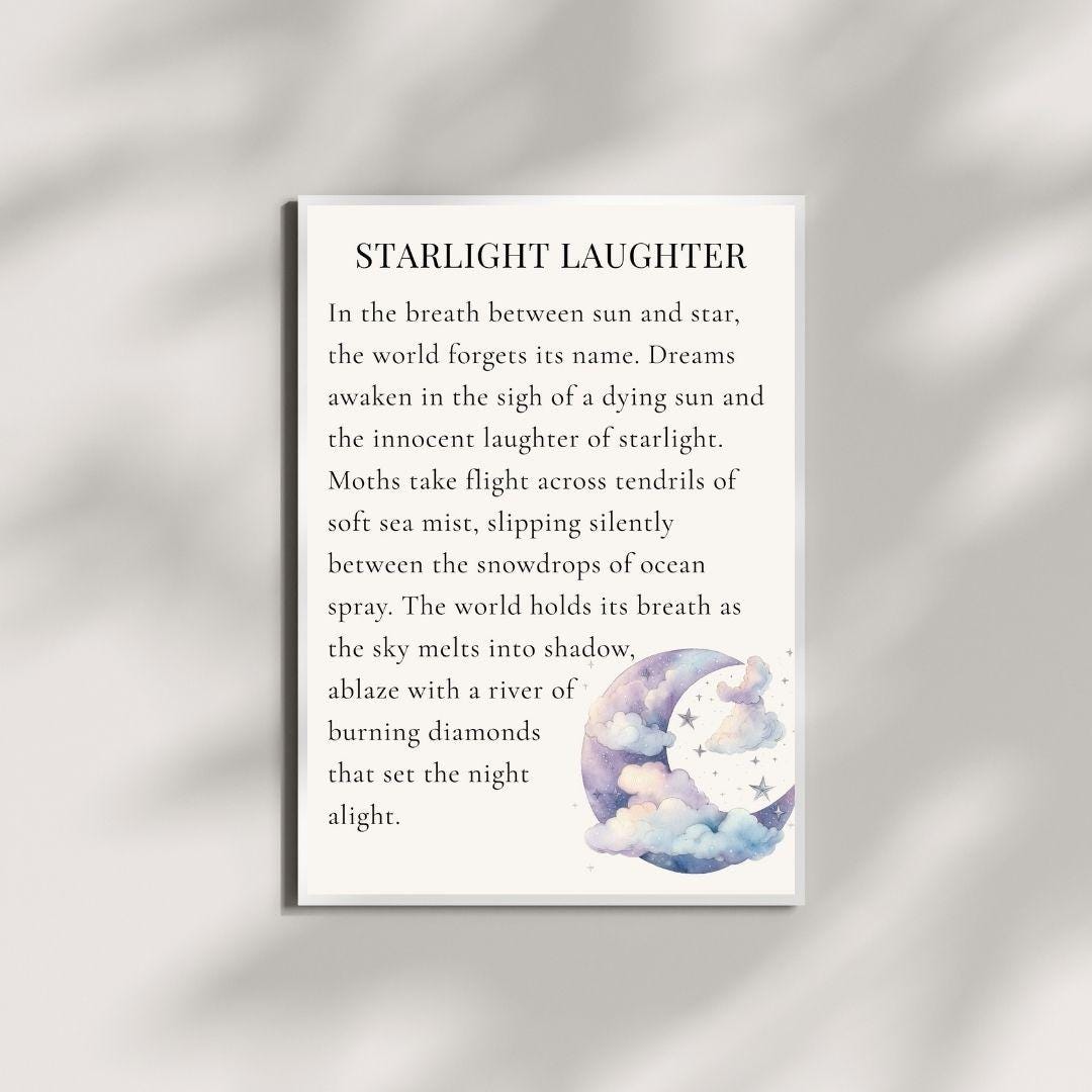 Starry Night Poem Print: Celestial Wall Art for Stargazers - Etsy