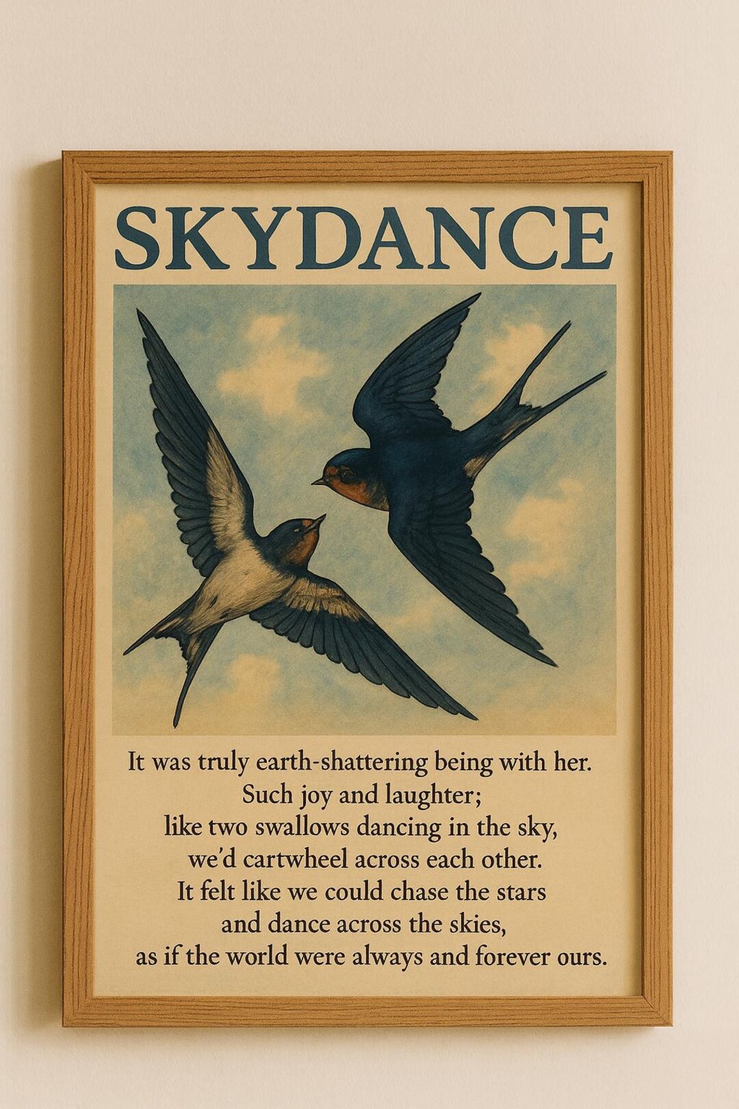 Nature-inspired Love Poem Print, Skydance Swallow Art Print, Vintage ...