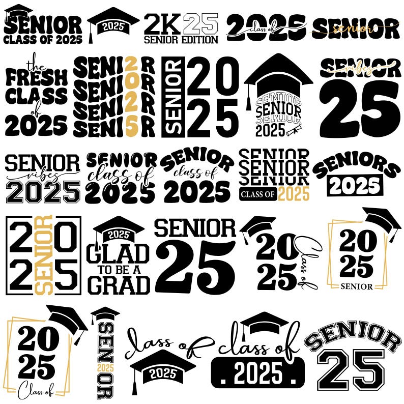 Senior 2025 Svg Bundle, Graduation Svg, Senior Class of 2025 Svg, High ...