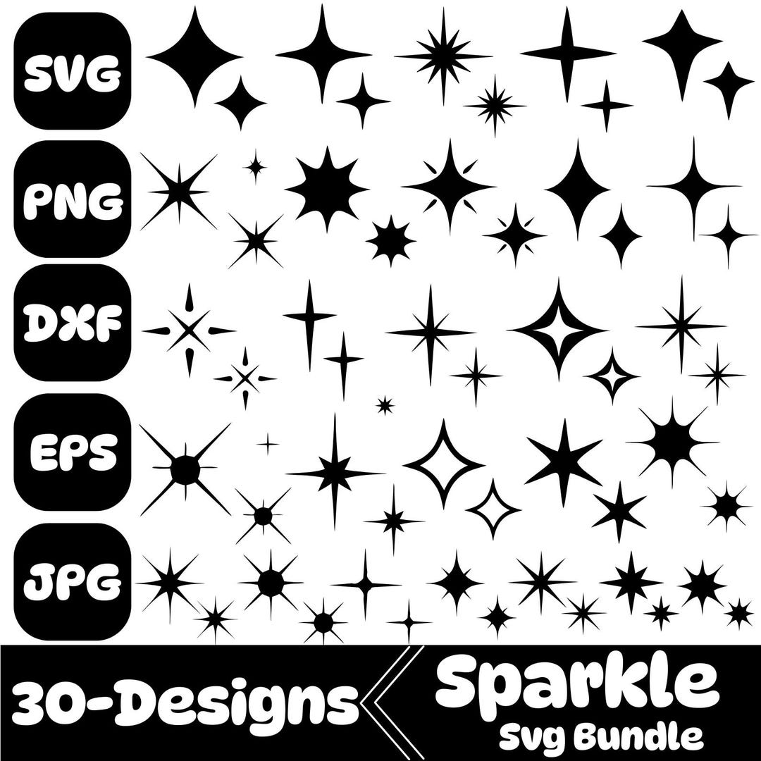 Sparkle Svg Bundle, Stars Svg, Sparkles, Sparkle Cut File, Sparkle Art, Svg Files for Cricut ...