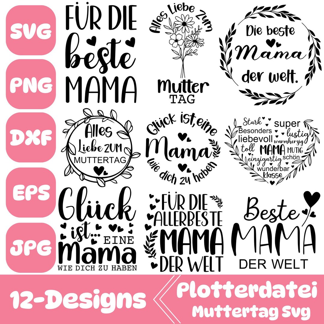 Plotterdatei Muttertag Svg Bundle, Mama Svg, Deutsche Sprüche Svg ...
