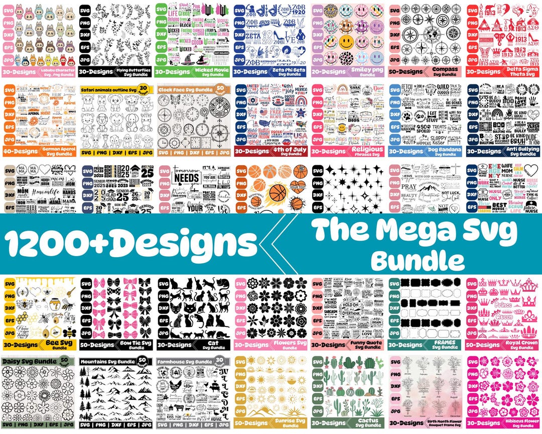 Mega SVG Bundle: Labubu, Butterflies, Wicked Movie, Sorority Designs ...