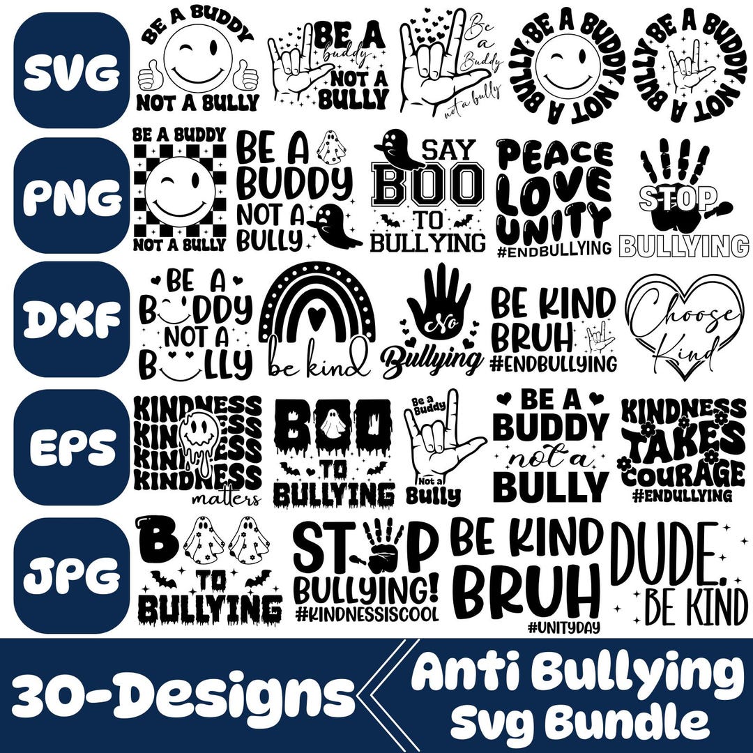 Anti Bullying Svg Bundle, Stop Bullying, Kindness Svg, End Bullying Svg ...