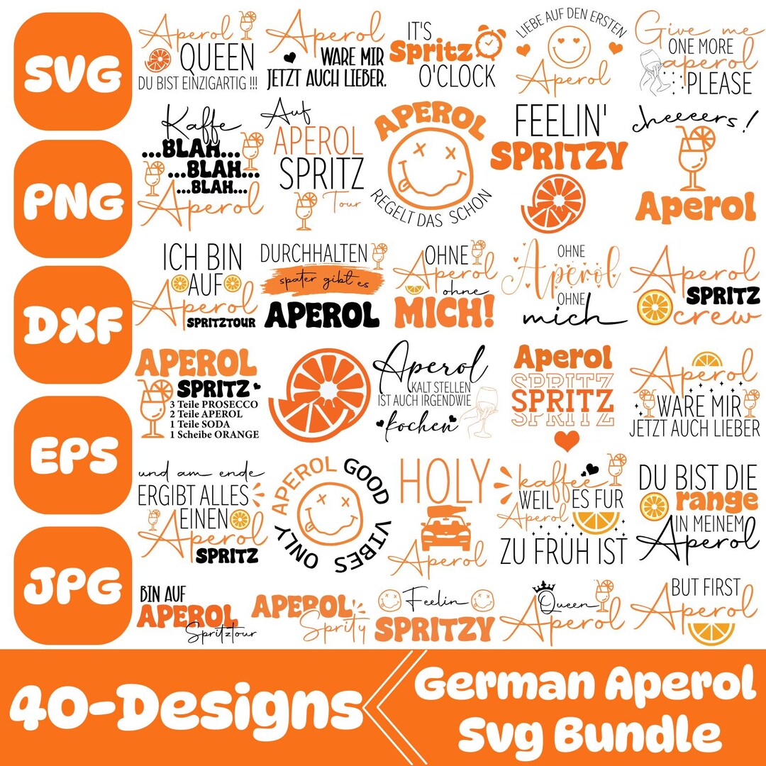 German Aperol Svg Bundle, Alcohol Svg, Aperol Jaunt Svg, Holy Aperoli Svg, Aperol Spritz Tour ...