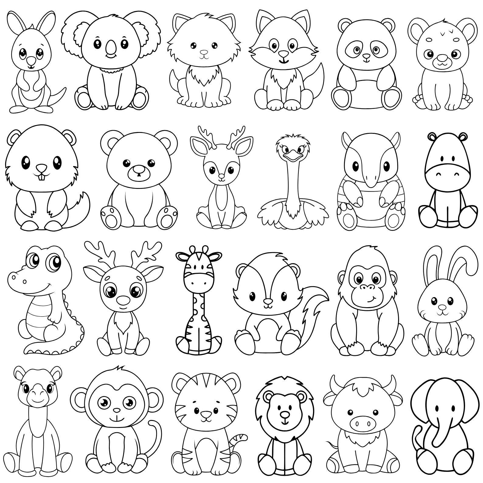 Safari Animals Outline Svg Bundle, African Jungle Animal Svg, Cute Wild ...
