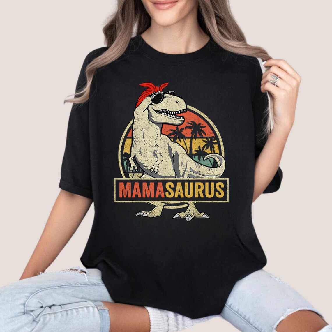 Hilarious Retro Mamasaurus T-rex Dinosaur, Mama Saurus Family Matching ...