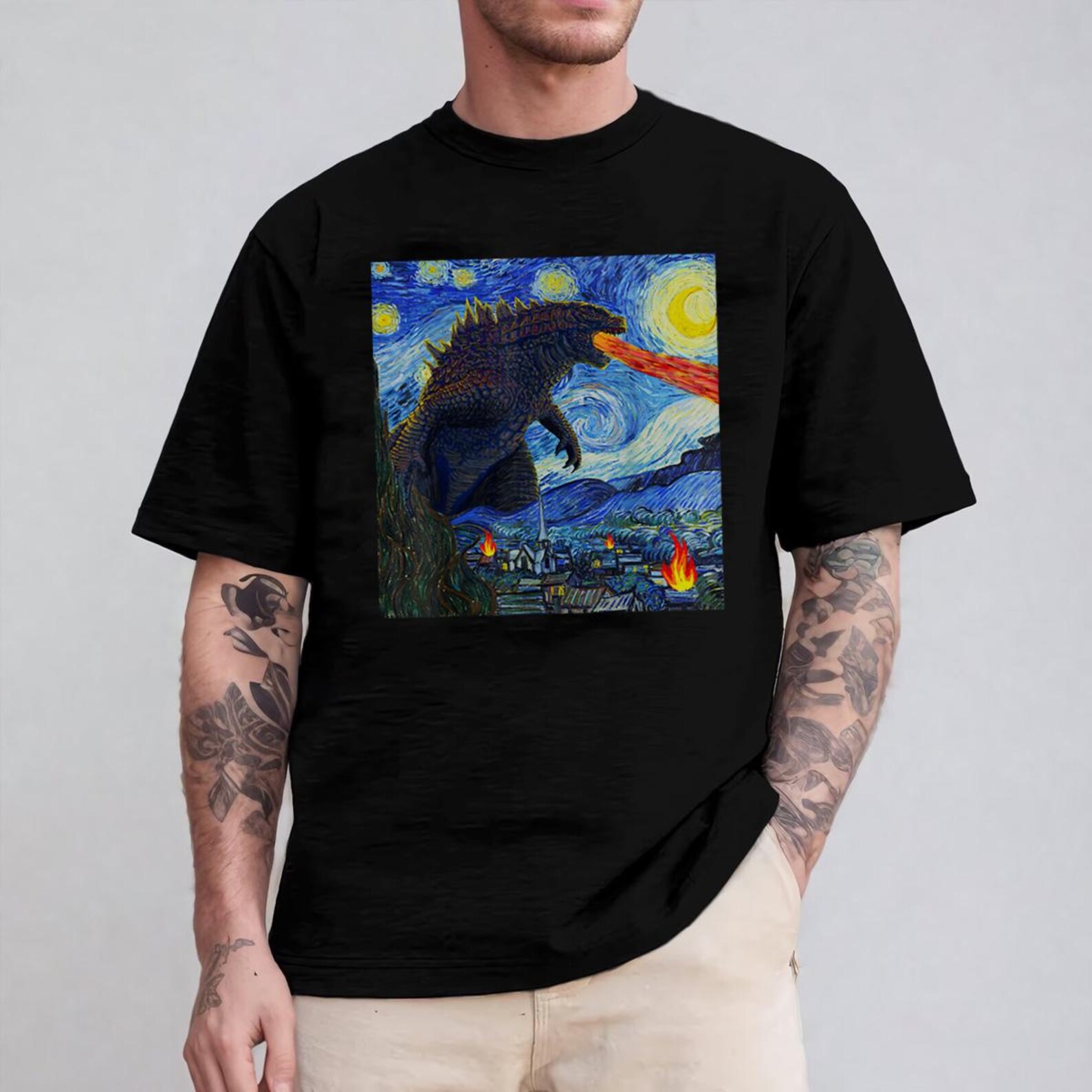 Vintage Kaiju Starry Night PNG, Japanese Monster Sublimation Design ...