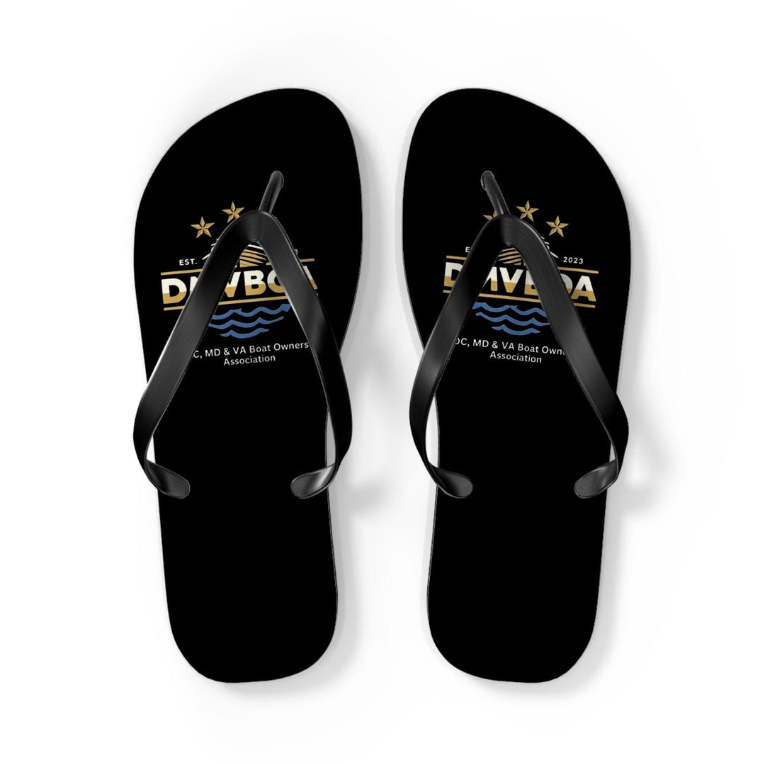 Black Logo Flip Flops — Dmv Boat Owners Association Summer Sandals ...