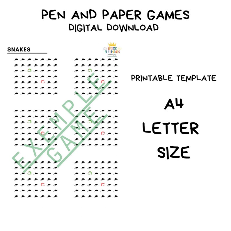 Pen & Paper Games Snakes – Printable Games – Family Reunion Games ...