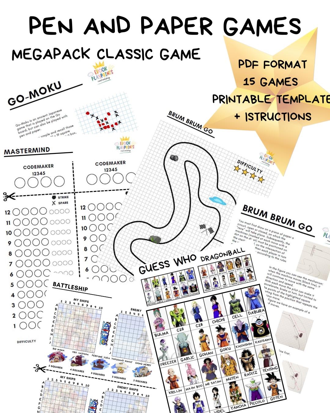 Pen & Paper Games MEGAPACK: 15 Classic Family Games (printable PDF ...