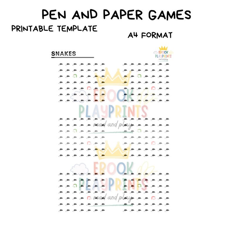 Pen & Paper Games Snakes – Printable Games – Family Reunion Games ...