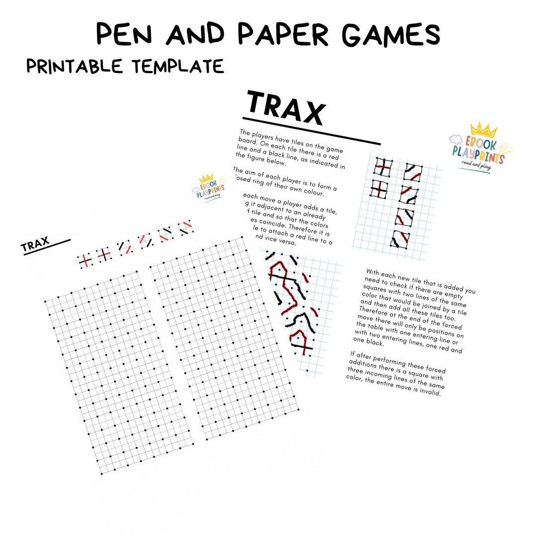 Pen & Paper Games Trax – Printable Games – Family Reunion Games ...