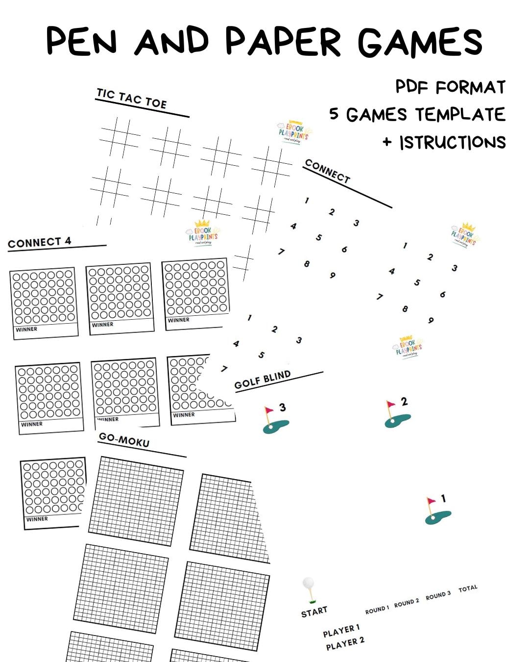 Printable Pen and Paper Games | Travel Activities | Reusable Travel ...