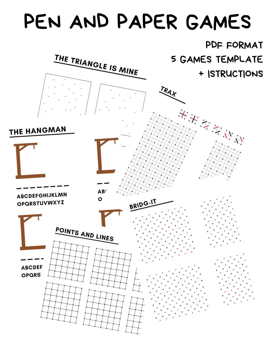 Pen & Paper Games Set – 5 Printable Games – Family Reunion Games ...