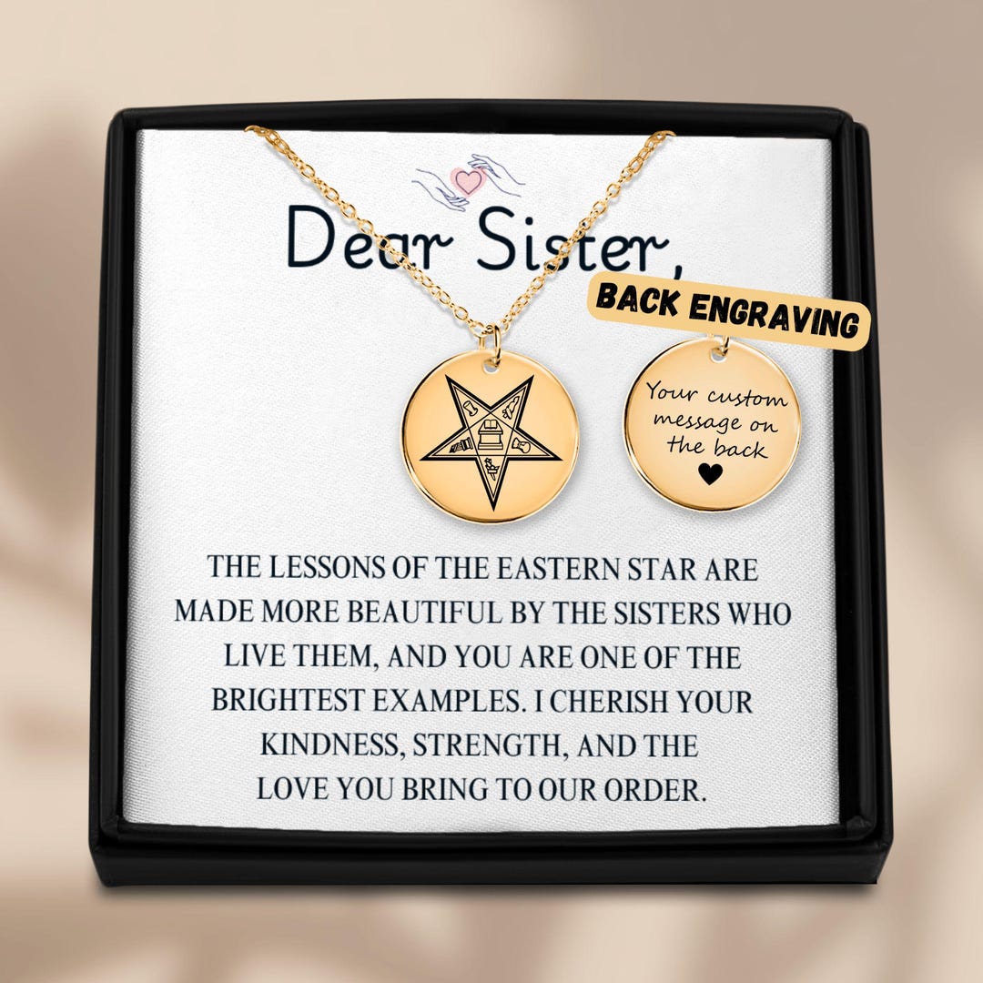 Personalized OES Necklace, Custom Engraved Eastern Star Pendant ...