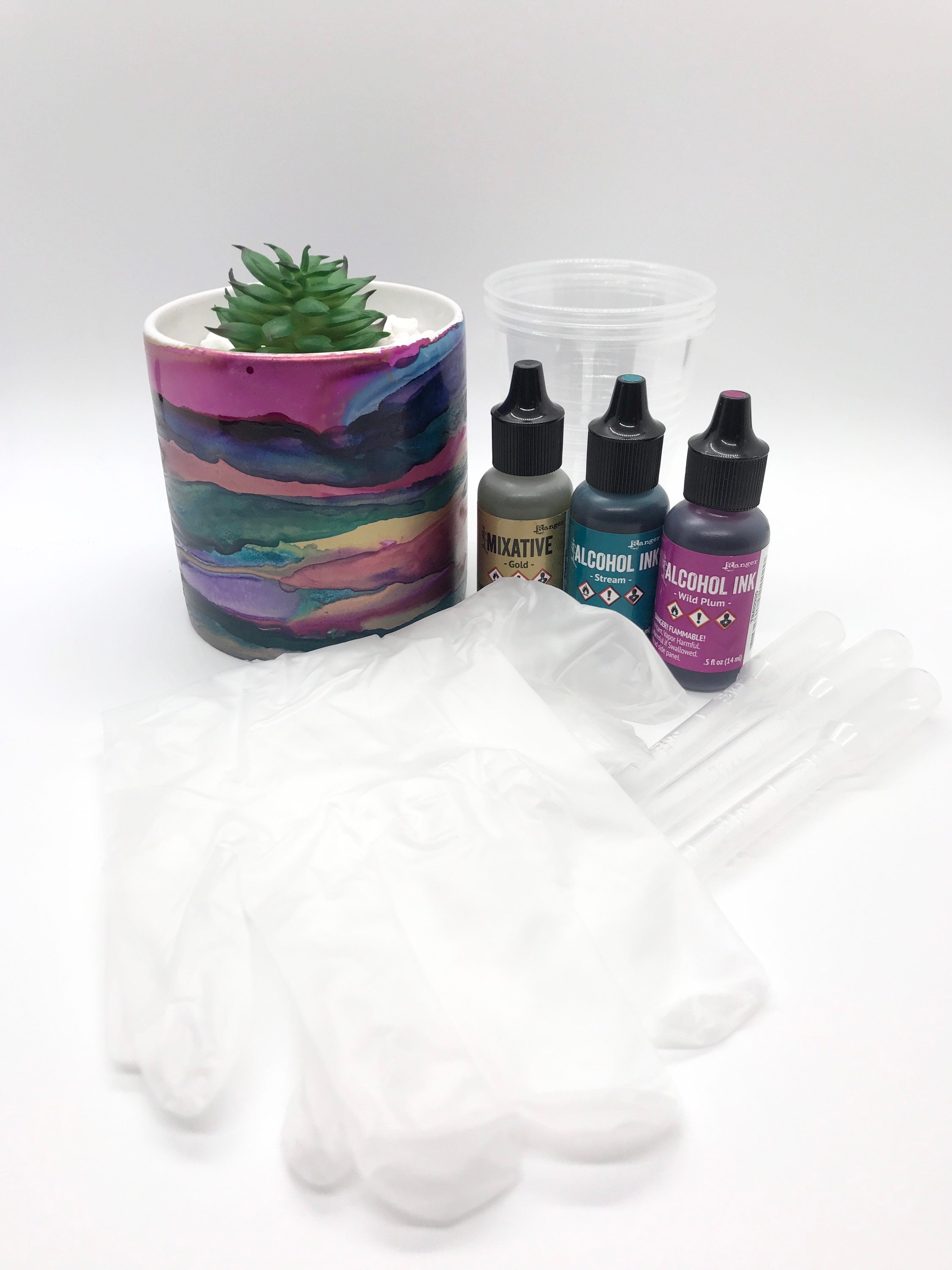 Indoor Planters Alcohol ink succulent planter Home Décor etna.com.pe