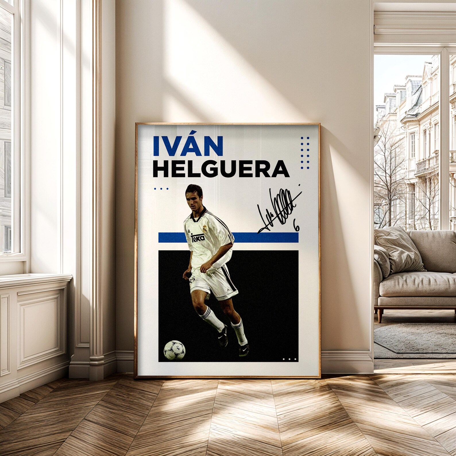 Iván Helguera Real Madrid Poster, Digital Football Wall Art, Galacticos ...