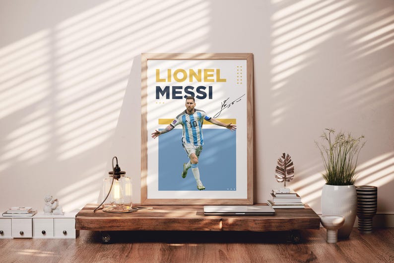 Lionel Messi Argentina Poster, World Champion Digital Wall Art ...