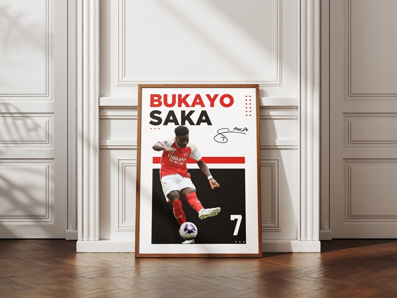 Bukayo Saka Digital Wall Art, Arsenal Inspired Football Poster, Saka ...
