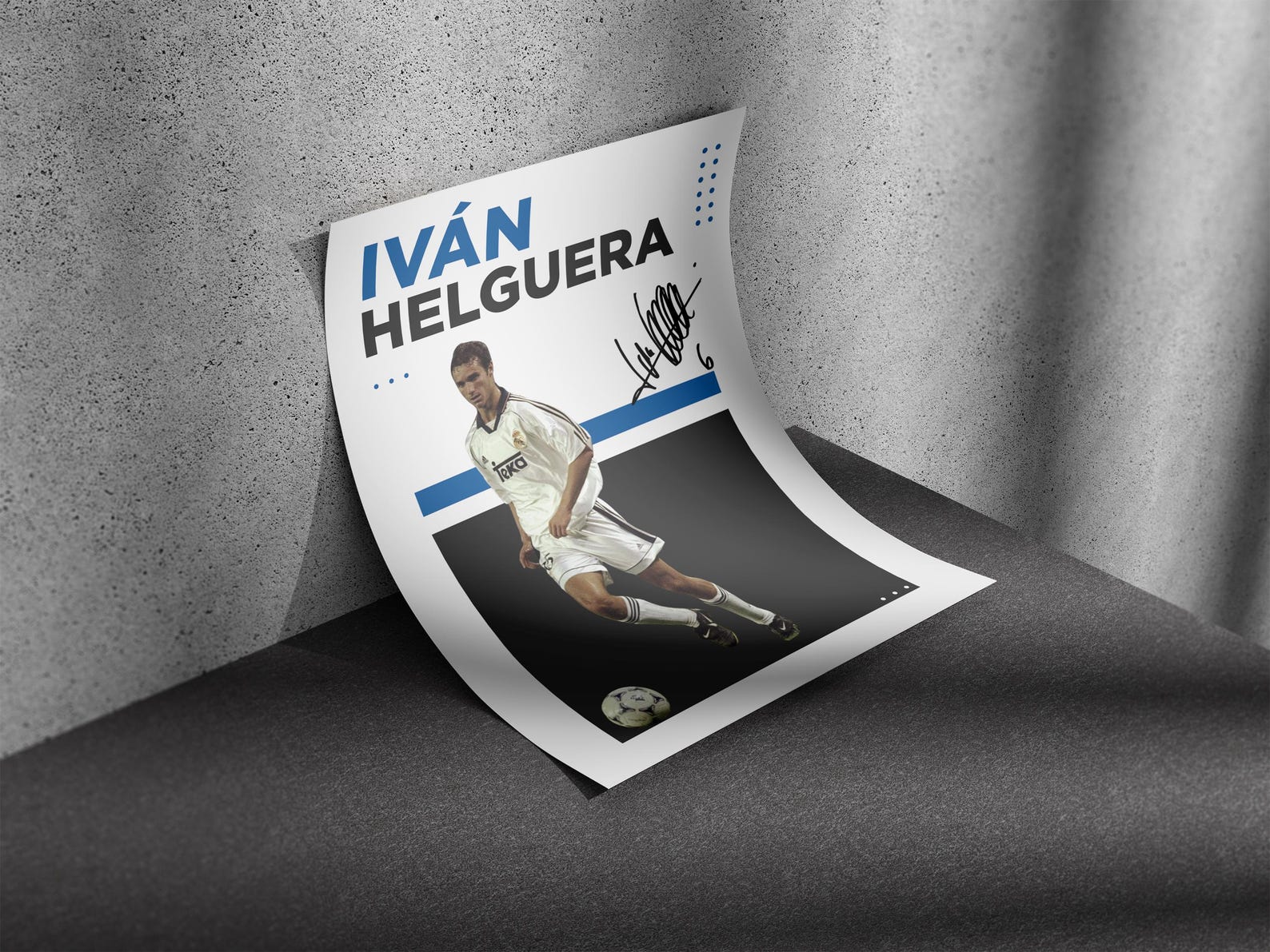 Iván Helguera Real Madrid Poster, Digital Football Wall Art, Galacticos ...