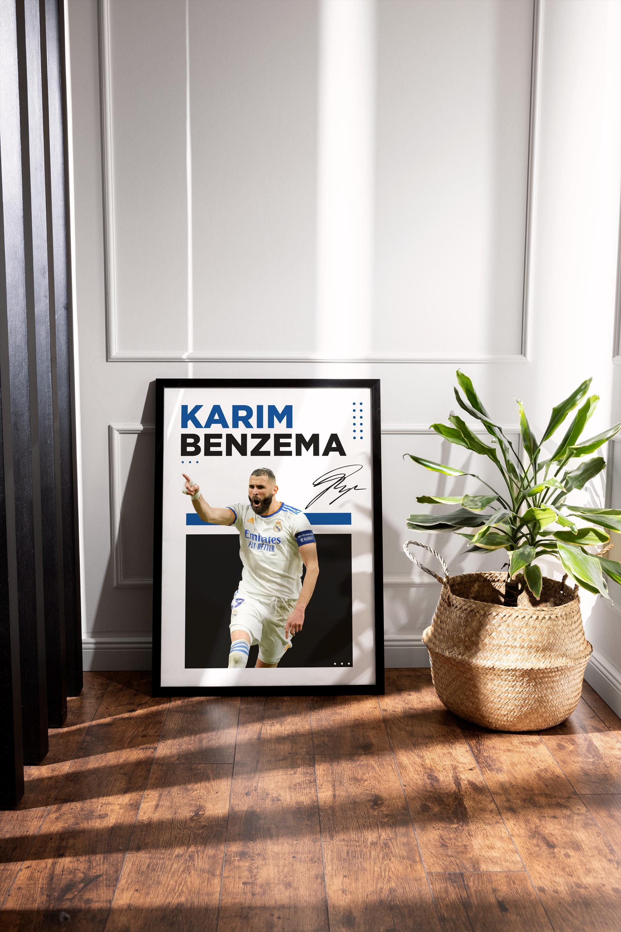 Karim Benzema Real Madrid Poster, Digital Football Wall Art, Benzema ...