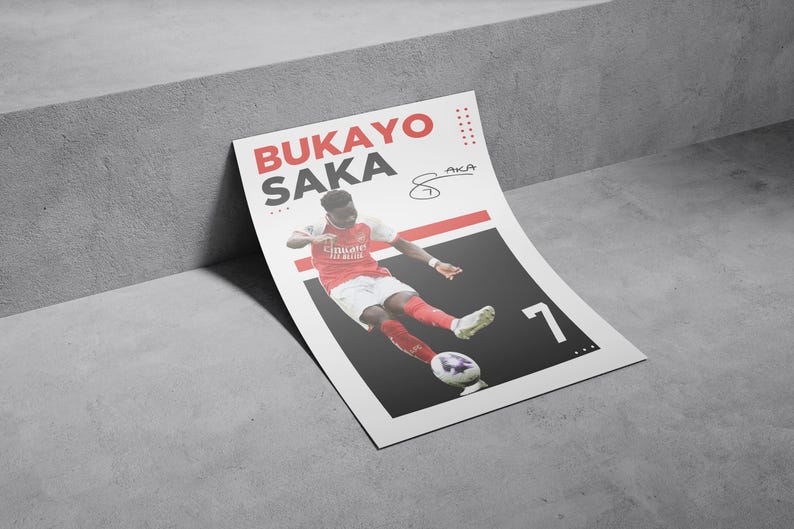 Bukayo Saka Digital Wall Art, Arsenal Inspired Football Poster, Saka ...