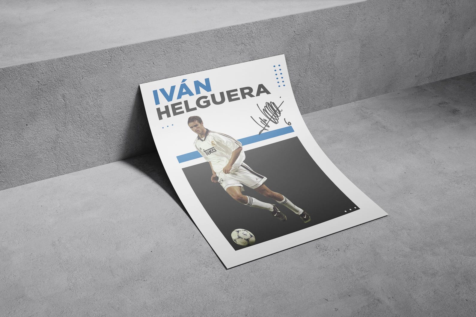 Iván Helguera Real Madrid Poster, Digital Football Wall Art, Galacticos ...
