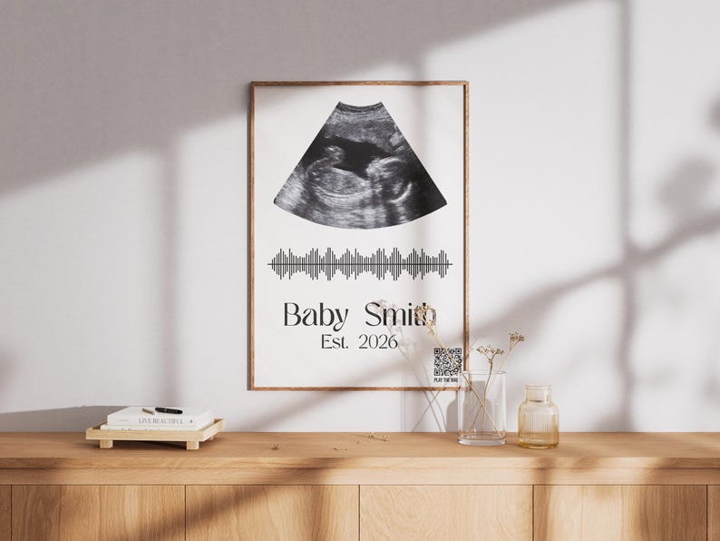 Digital Ultrasound Art With Heartbeat Soundwave | Personalized Baby ...