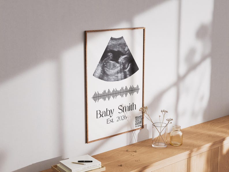 Custom Ultrasound Art With Heartbeat Soundwave | Personalized Baby ...