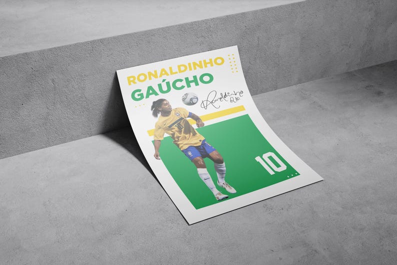 Ronaldinho Digital Wall Art Poster Brazil No.10 | Printable Football ...
