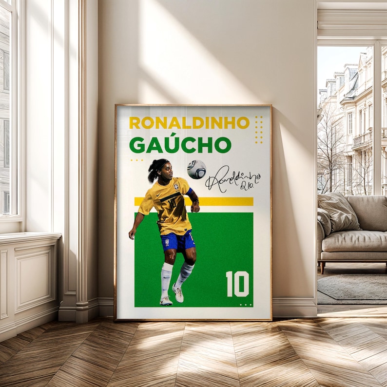 Ronaldinho Digital Wall Art Poster Brazil No.10 | Printable Football ...