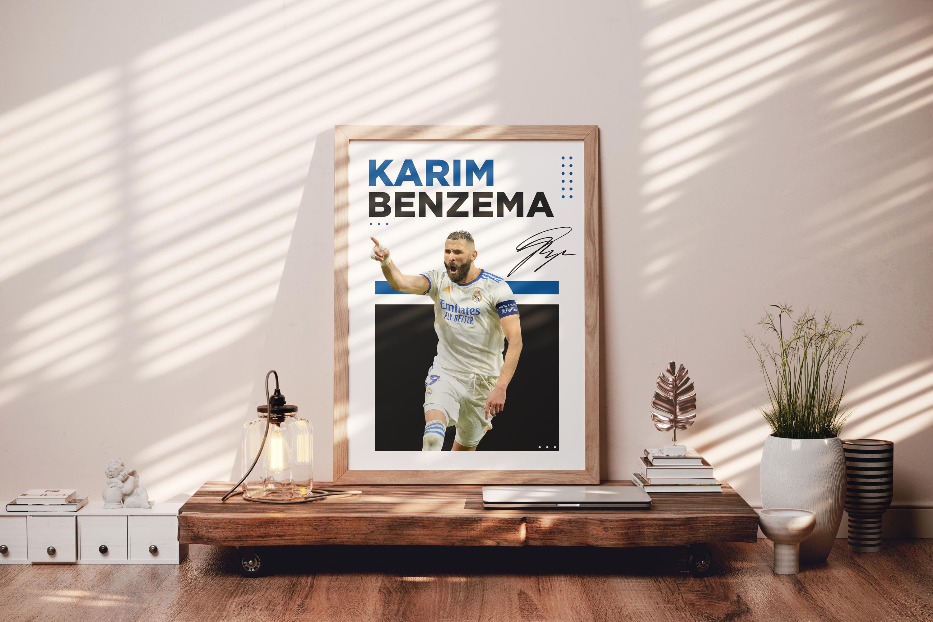 Karim Benzema Real Madrid Poster, Digital Football Wall Art, Benzema ...