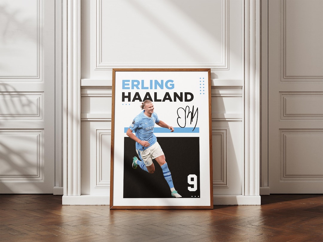 Erling Haaland Manchester City Poster, Digital Football Wall Art Print ...