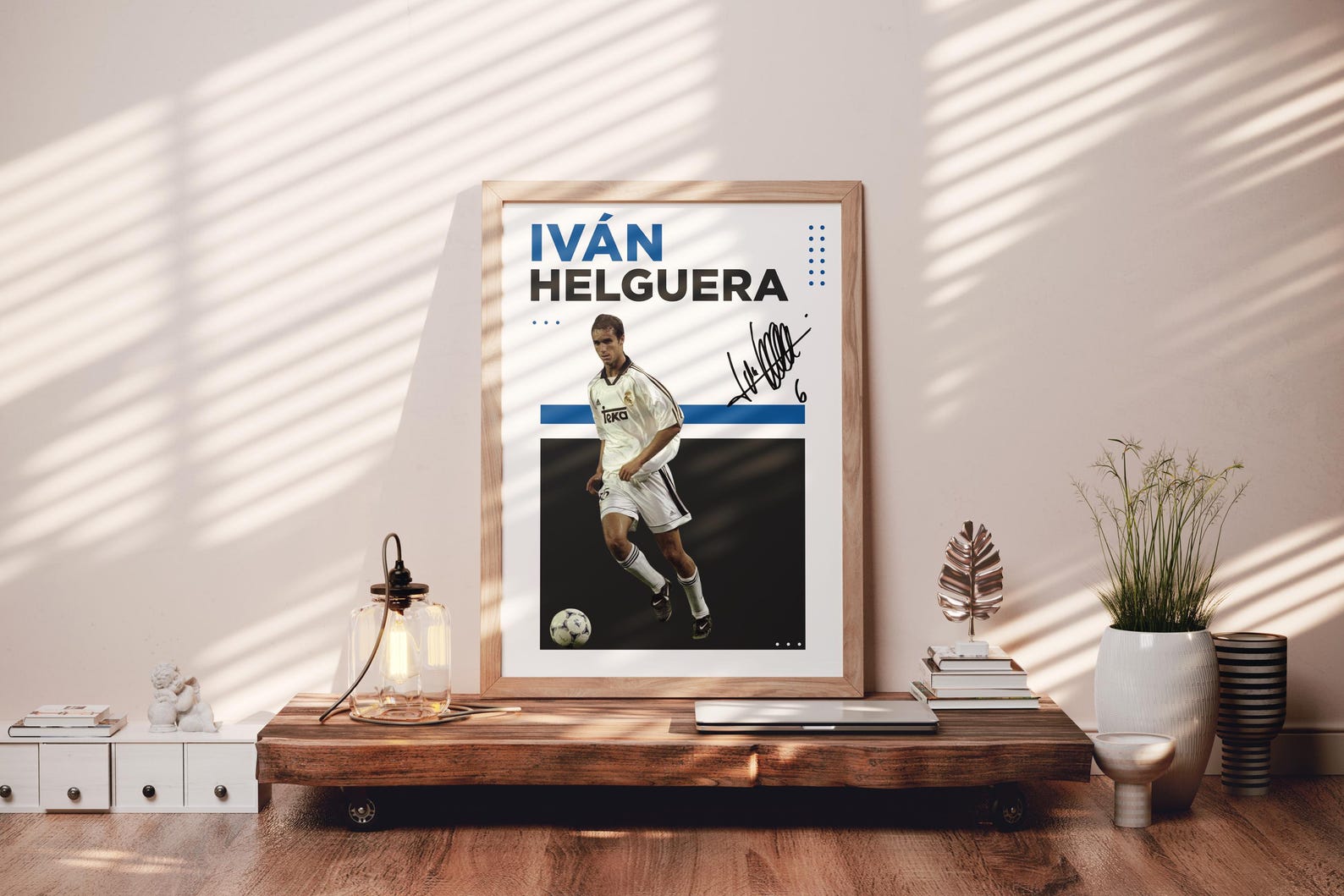 Iván Helguera Real Madrid Poster, Digital Football Wall Art, Galacticos ...