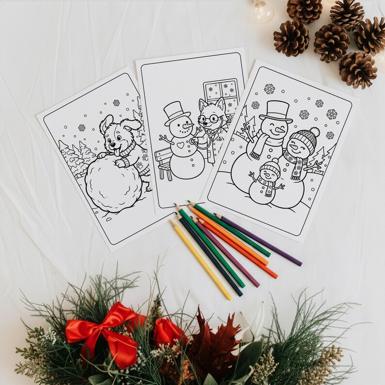 50 Winter Coloring Pages for Kids, Cozy Winter Activity Book, Snow ...