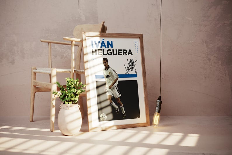 Iván Helguera Real Madrid Poster, Digital Football Wall Art, Galacticos ...