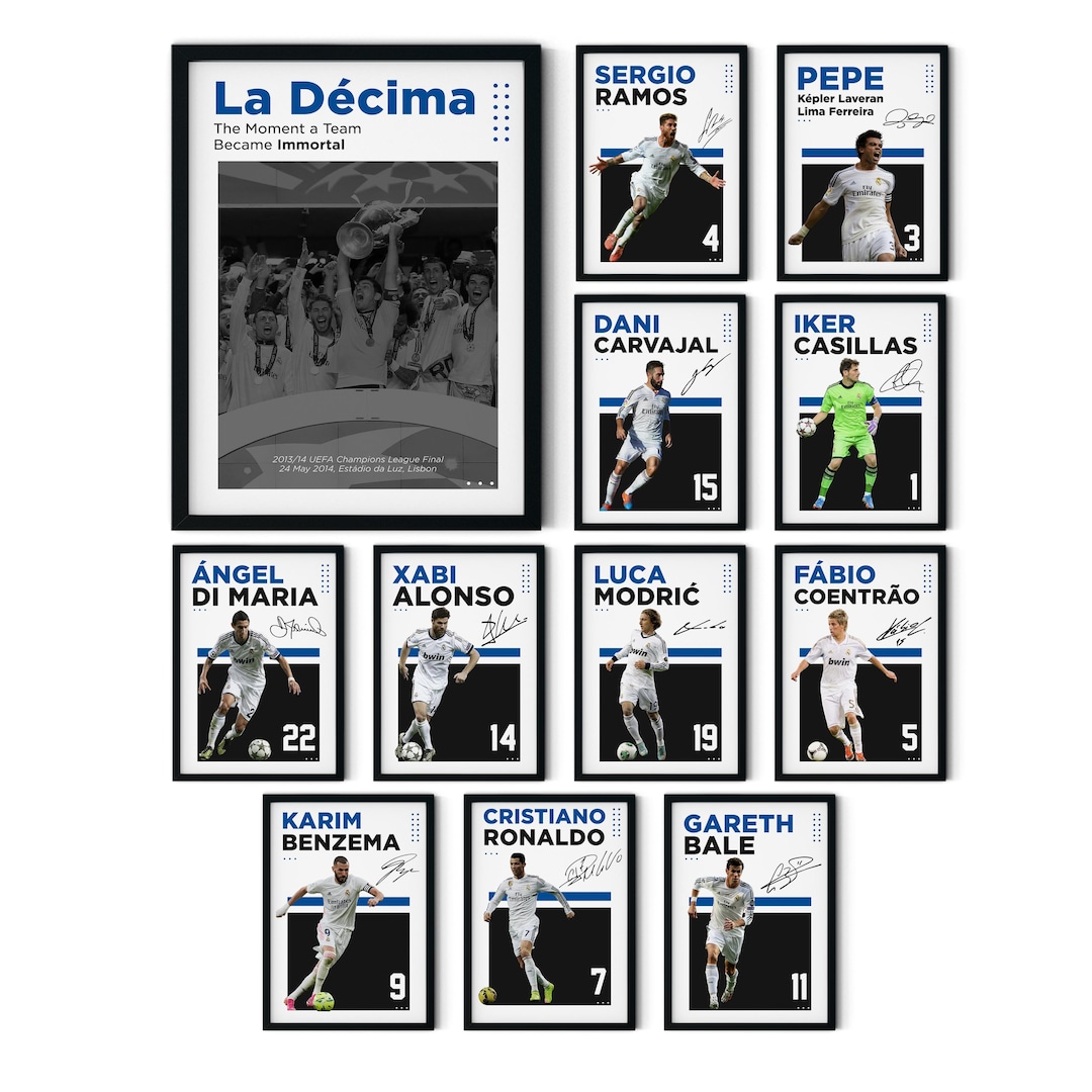 Real Madrid La Decima Wall Art Set, 2013/14 UCL Champions Digital ...