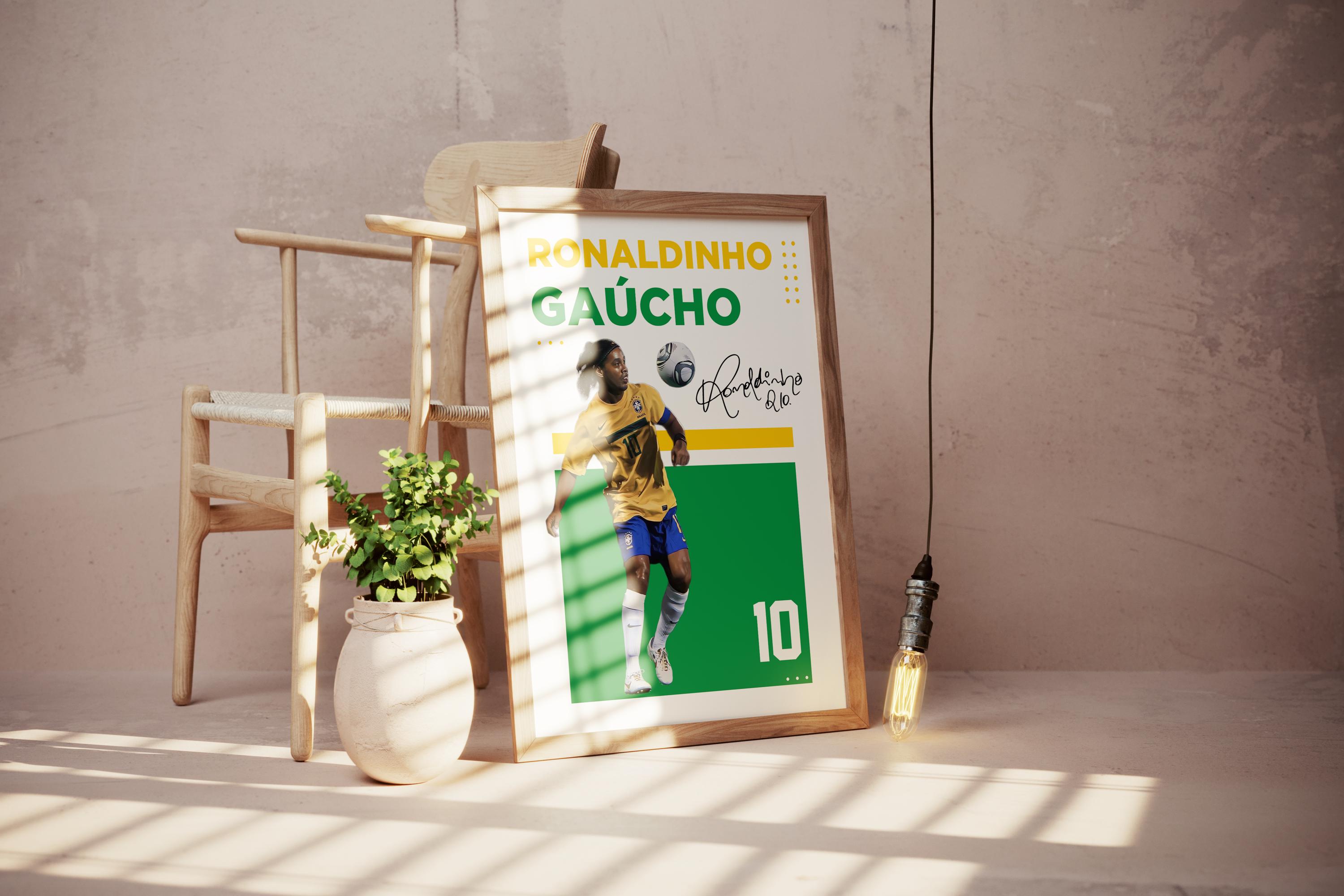 Ronaldinho Digital Wall Art Poster Brazil No.10 | Printable Football ...