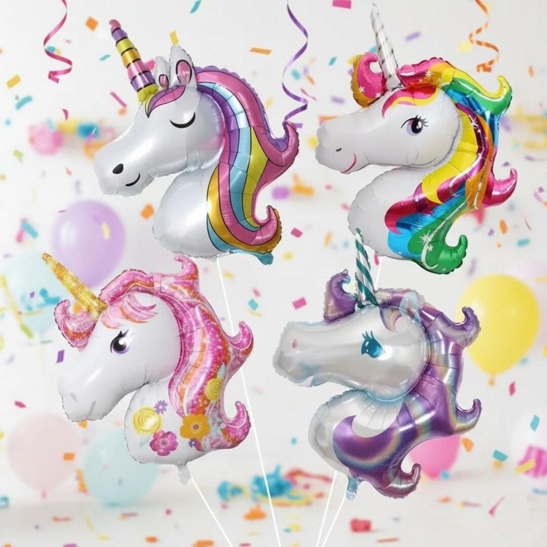 Magical Unicorn Balloon Set – Rainbow Foil Balloons for Girls Birthday ...