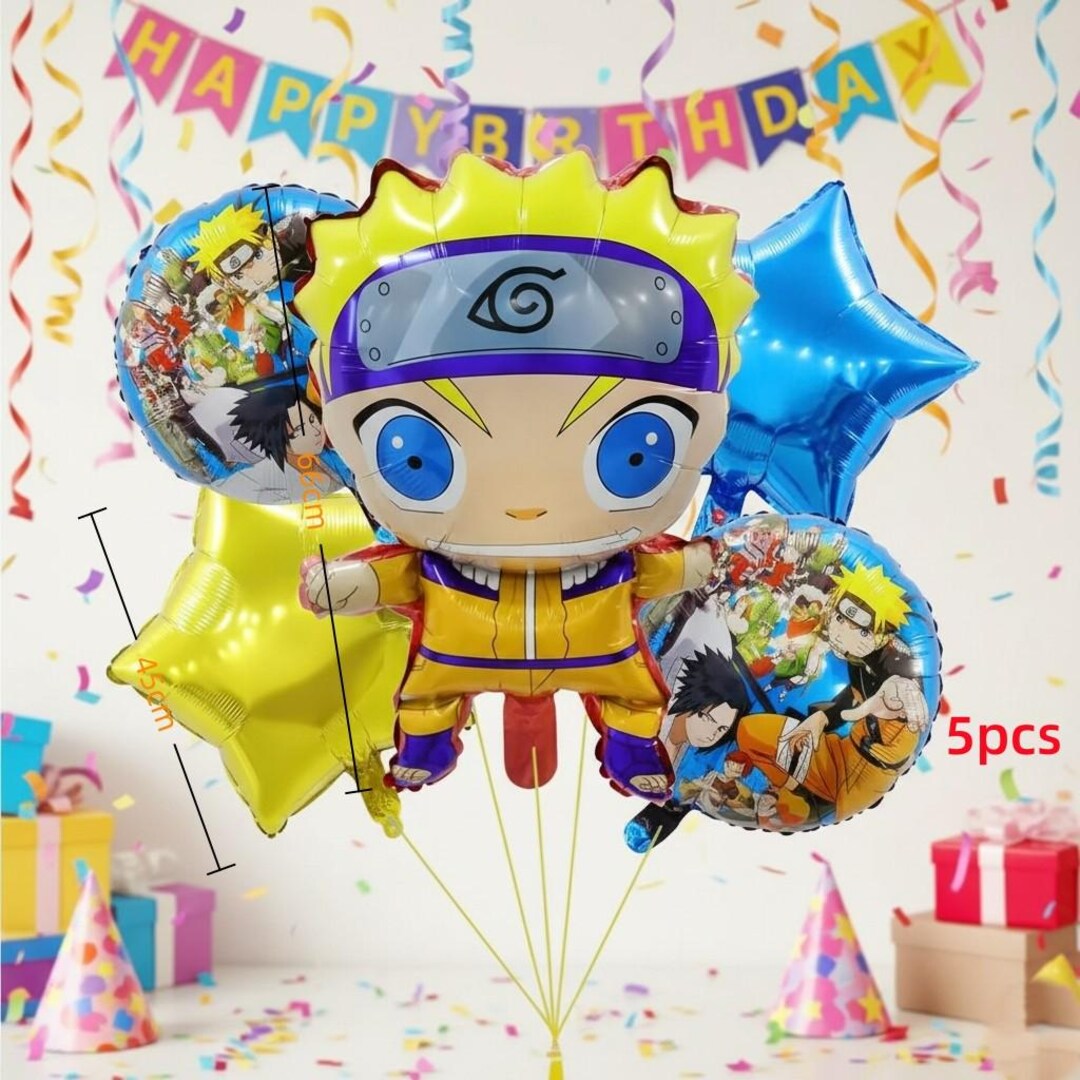 Ninja Anime Balloon Set | 5pcs Hero Foil Balloons With Stars & Round ...