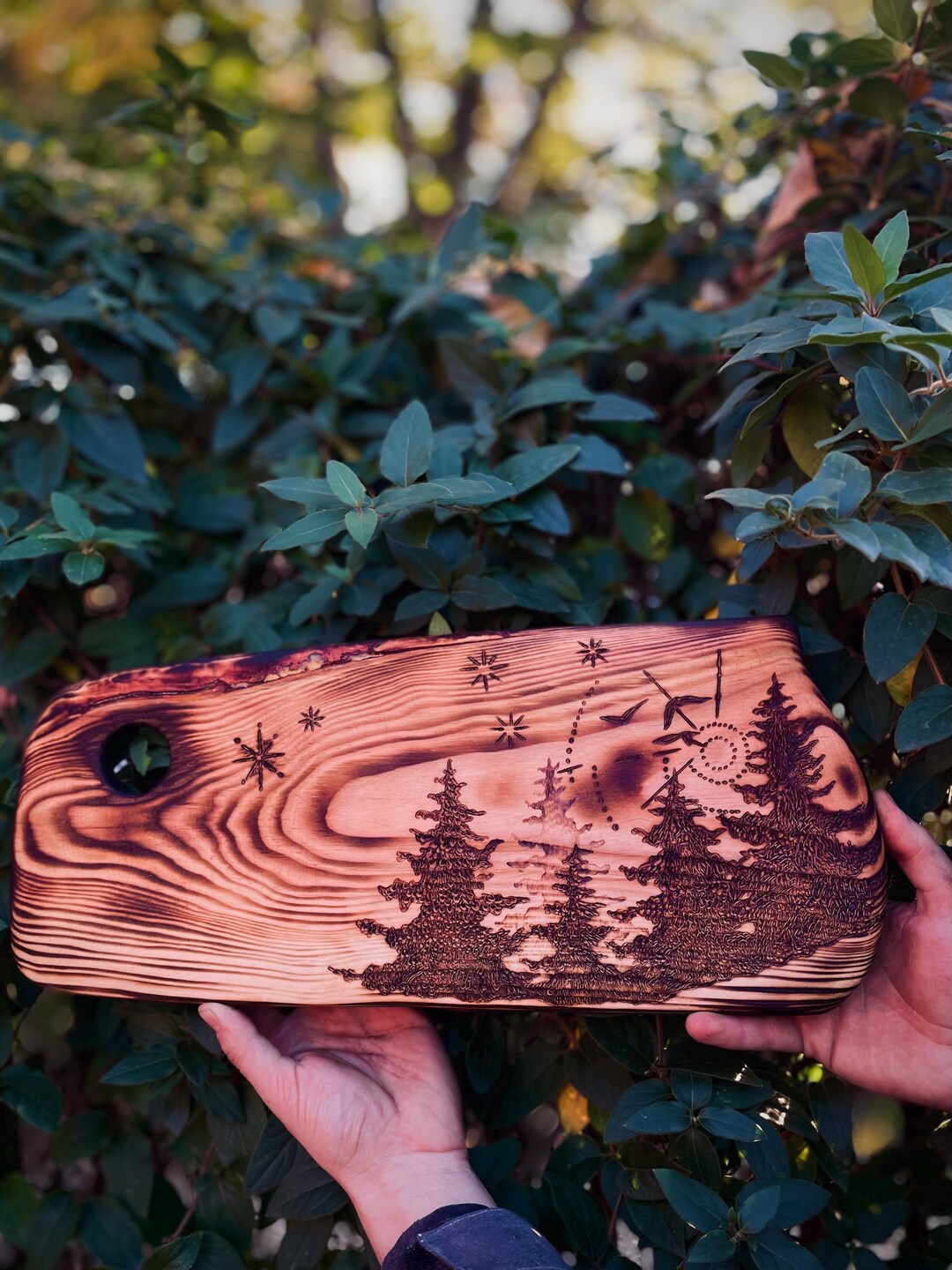 Pyroengraved Cutting Board,chopper With Trees,special Design With Trees ...