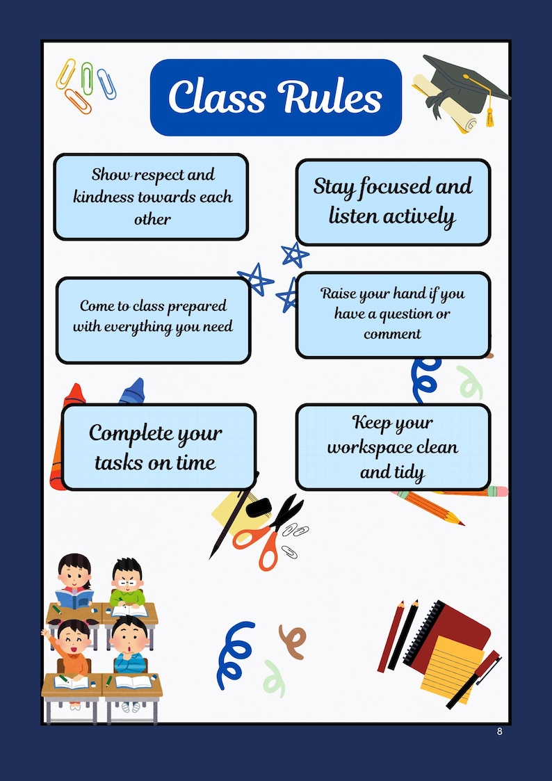 Editable Classroom Rules Template PDF – Modern, Colorful & Organized ...