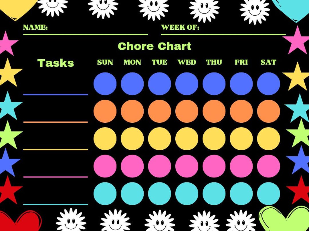 Colorful Daily Chore Chart | Printable Weekly Chore Tracker | Kids ...