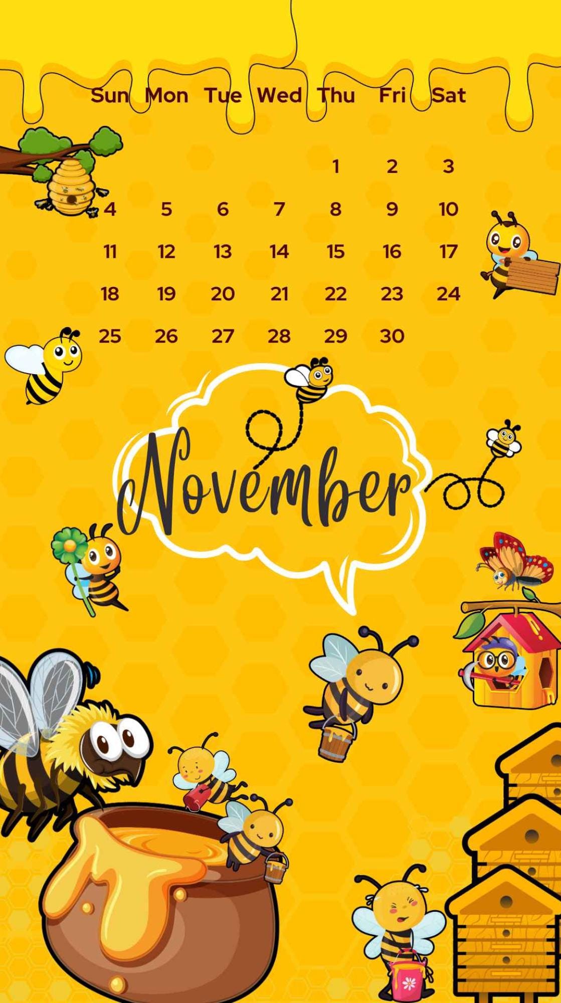 Printable Bee-themed 2025 Calendar | Cute Monthly Planner | Digital ...