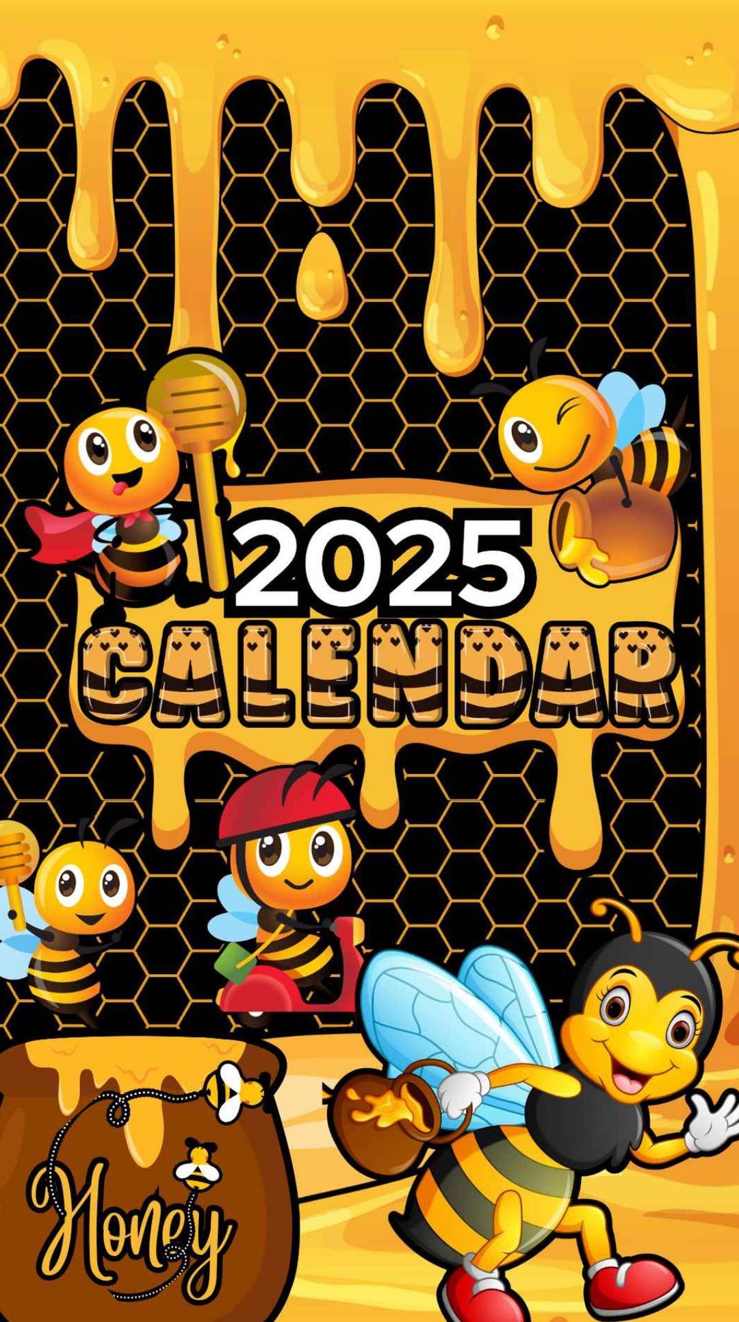 Printable Bee-themed 2025 Calendar | Cute Monthly Planner | Digital ...