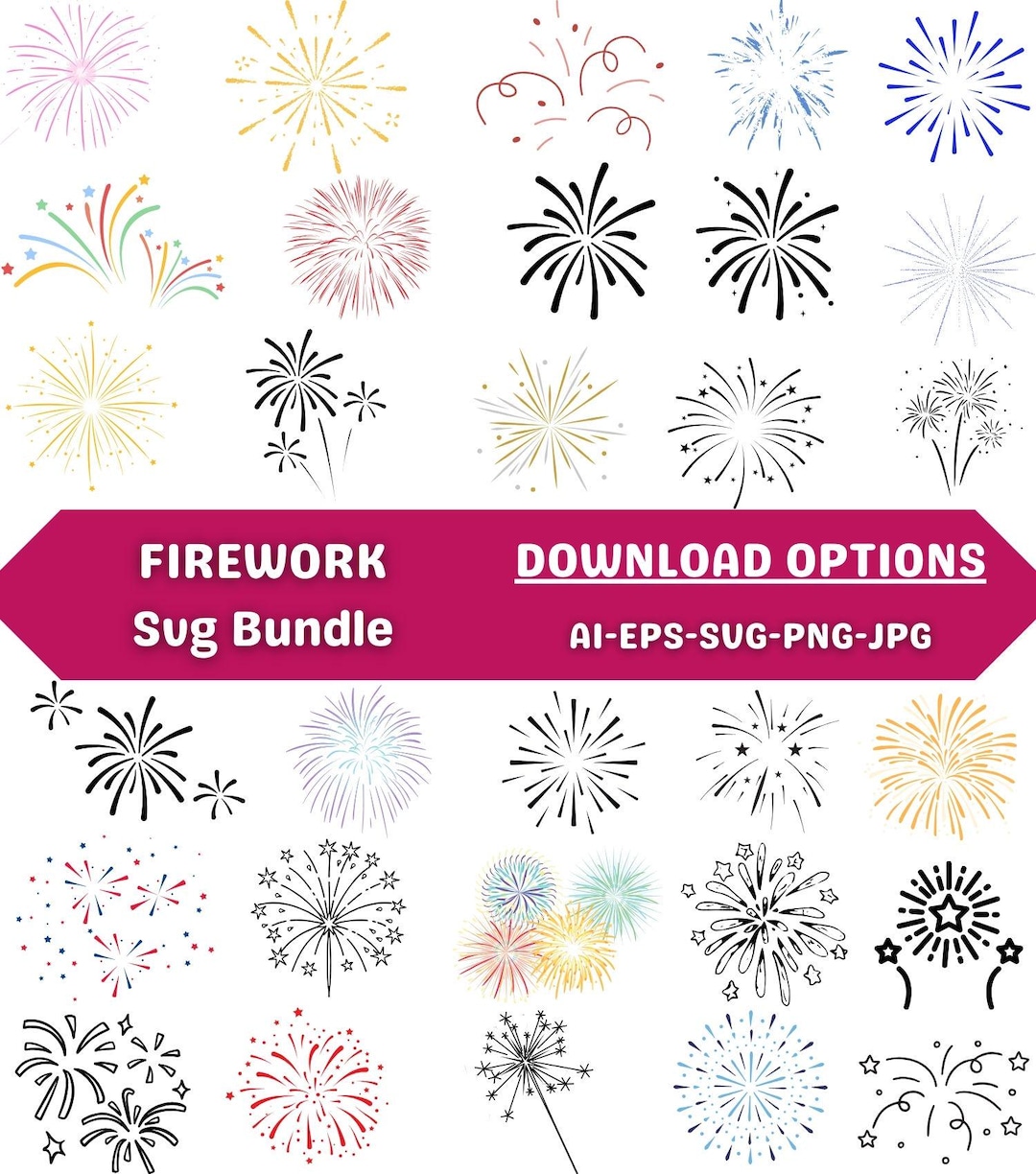 Colorful Fireworks SVG Bundle, New Year, Birthday (digital Download) - Etsy