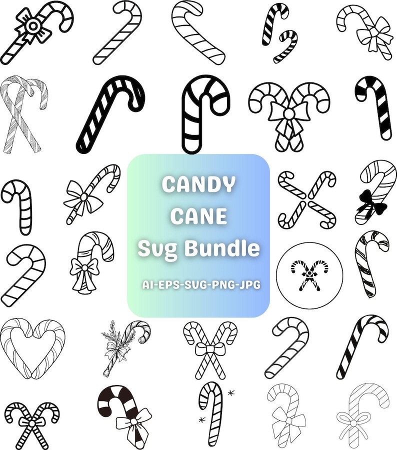 Christmas Candy Cane SVG Bundle, Holiday Clipart - Etsy