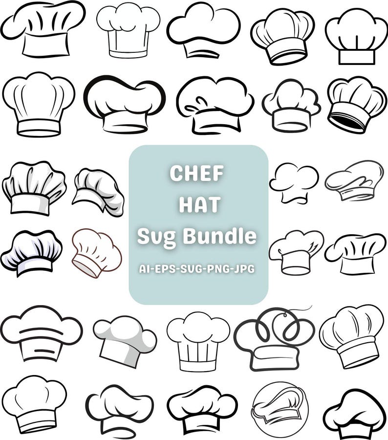 Chef Hat SVG Bundle, Clipart Vector Cut Files (digital Download) - Etsy