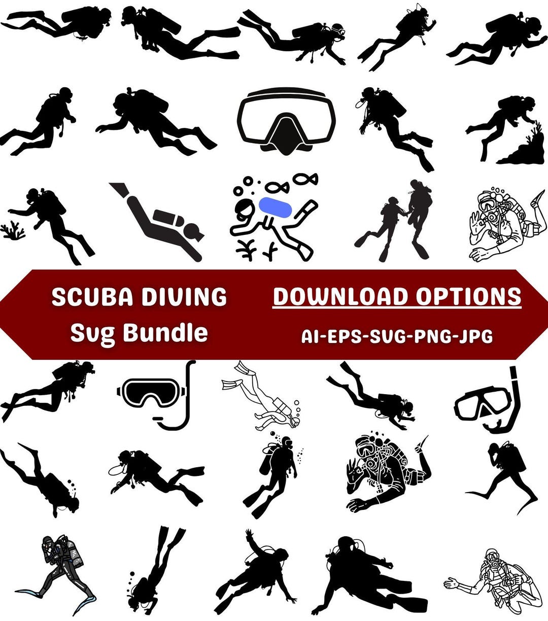 Scuba Diver SVG Bundle | Underwater Adventure Designs (digital Files ...