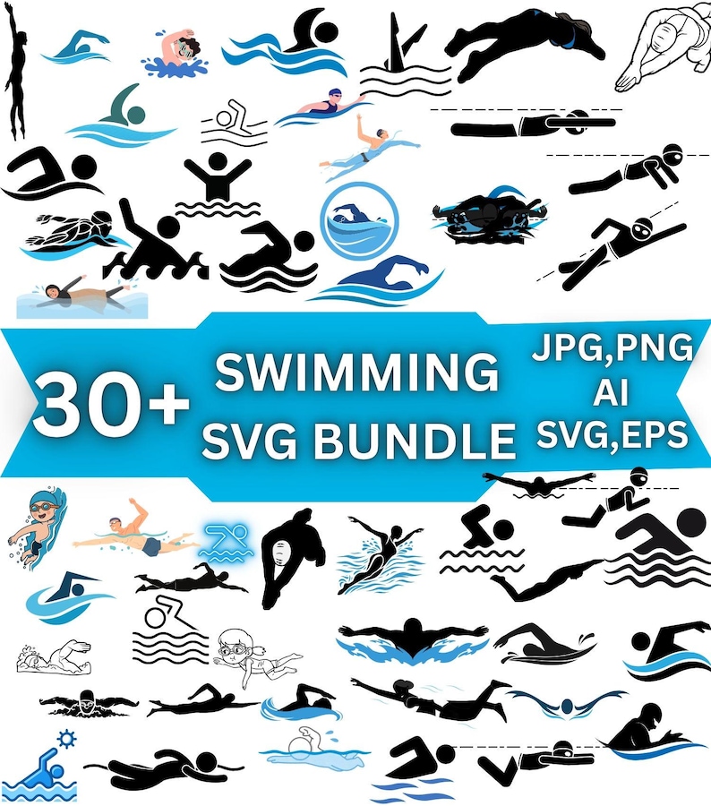 Swimming SVG Bundle: Swim Vibes, Ocean & Beach Cut Files (digital ...